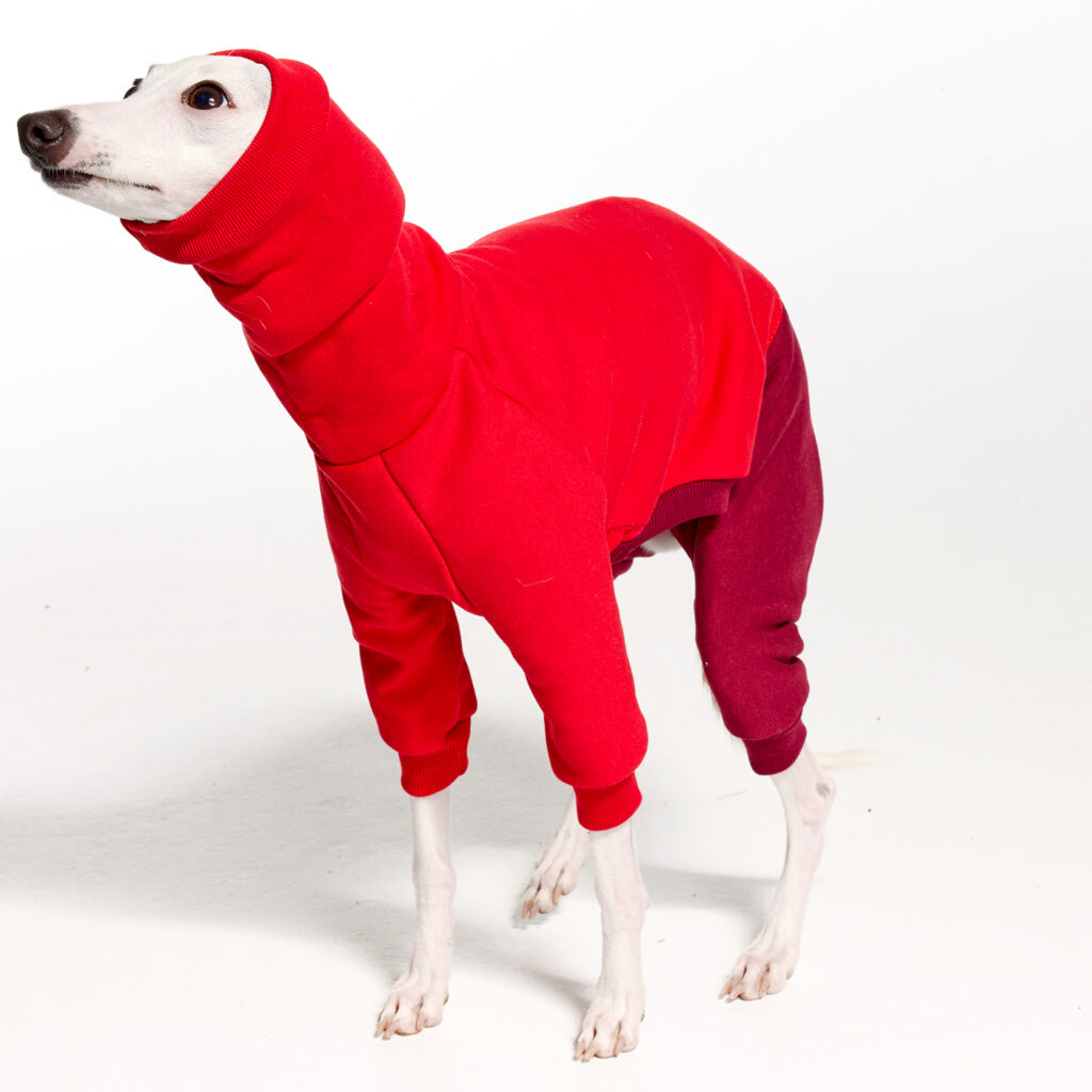 Full Suit Turtleneck - Fleece Red / Dark Red - Italian Greyhounds Clothes